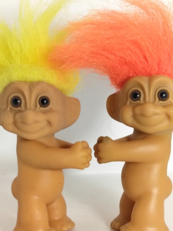 Troll By Russ 3" Pencil Hugger/Prayer Doll Set Of 2 Orange/Yellow Hair ...