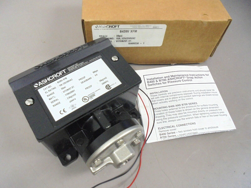 Ashcroft B428V XFM Pressure Switch B Series 125/250VAC 15A 30psi Range ...