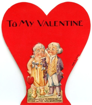 Vtg Valentine Card Colonial Lad Lass Ye Former Day Love For Thee Die ...