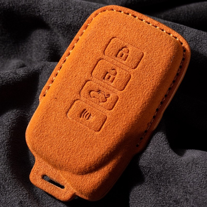 Suede Leather Car Smart Remote Key Fob Case Cover Keychain For Lexus RX ...