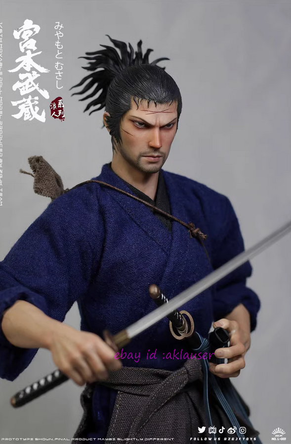 Zgjktoys 1/6 L-001 Samurai Miyamoto Musashi Action Figure Toy Model In ...