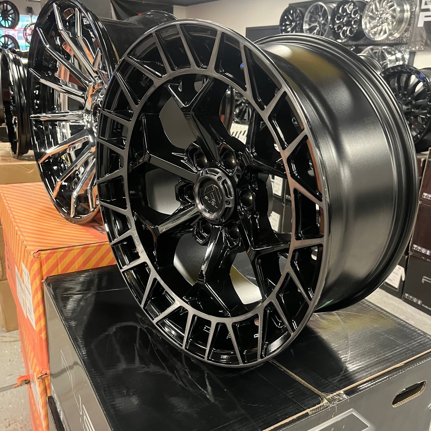 4 New Fuel FC873 Charger 20" Gloss Black Brushed 20x9 6x5.5 Wheels Rims ...