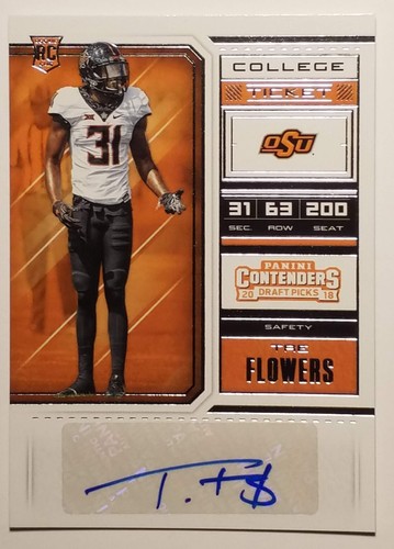 Tre Flowers 2018 Panini Contenders College Ticket #264 Autographed ...