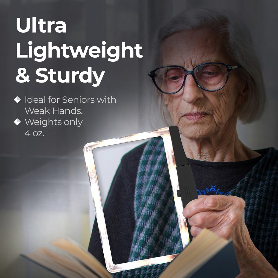 5X Rechargeable Page Magnifier with 3 Color Light Modes for Seniors ...