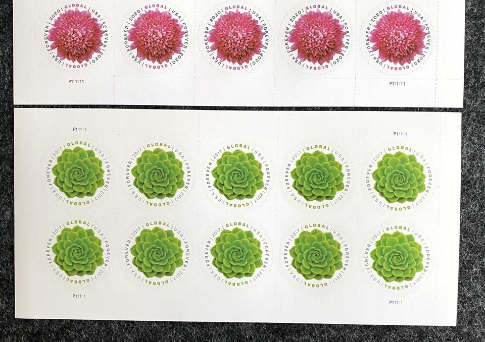 (2017 2020 2022 2025) 4 Sheets USA Global Forever stamps MNH Flowers ...