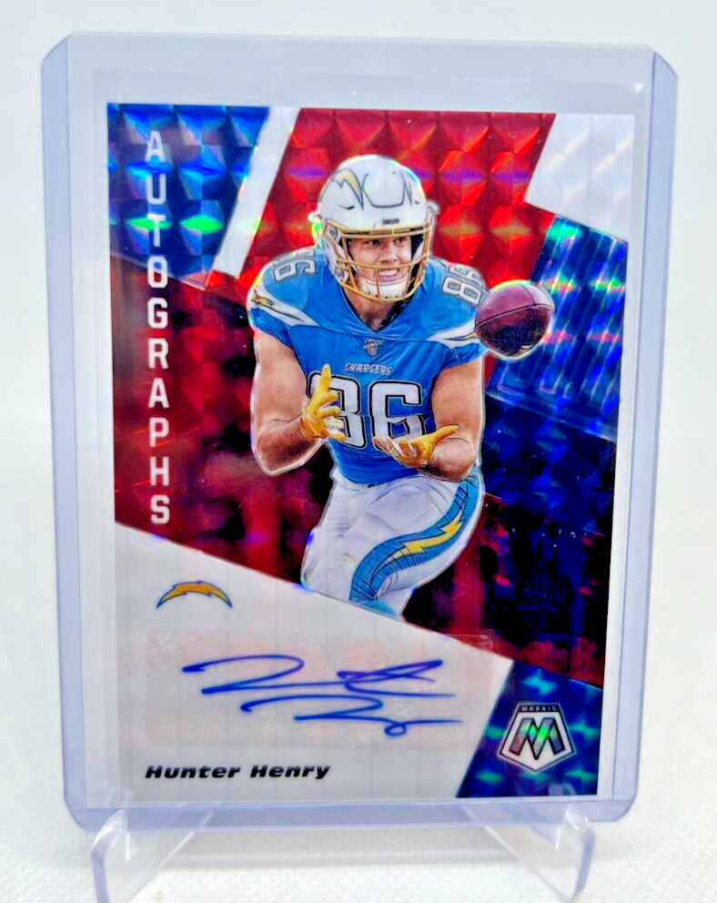 2020 Panini Mosaic HUNTER HENRY Silver Mosaic Prizm AUTO #AM21 Chargers ...