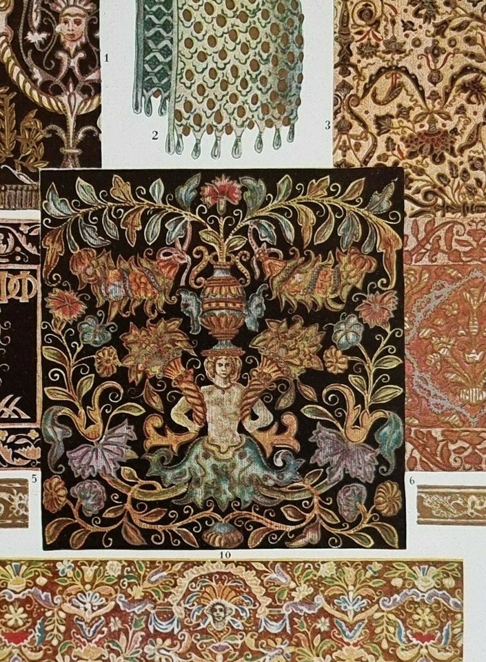 ANTIQUE ORNAMENT PRINT FRENCH BOOK ORNAMENTATION EMBROIDERIES HENRY 2nd ...