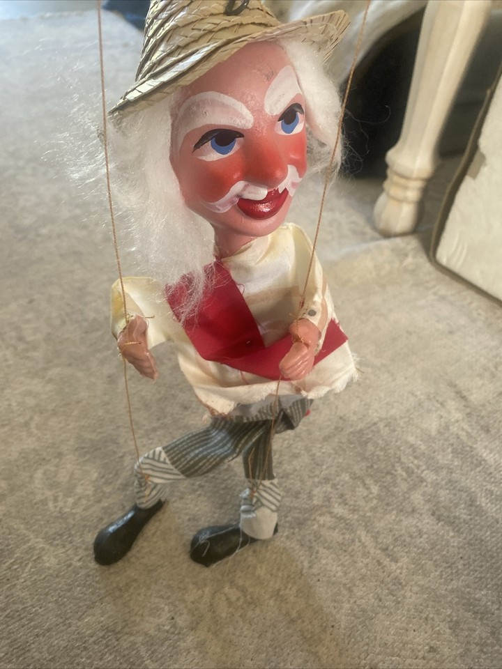 Vintage Mexican Marionette String Puppet Folk Art Hand Painted Mexico ...