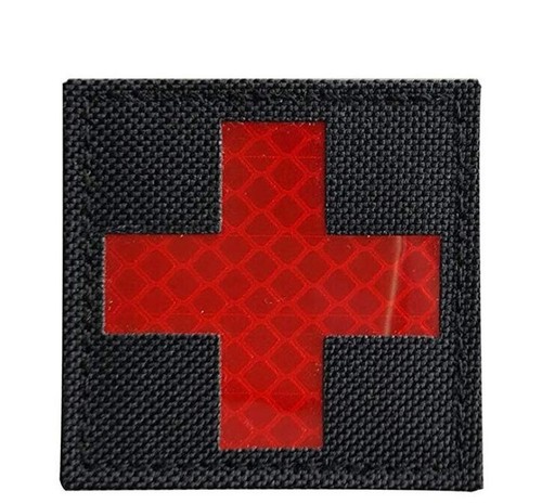IR REFLECTIVE CROSS MEDIC PARAMEDIC EMT EMS RESCUE FIRST HOOK LOOP PATCH BLACK | eBay