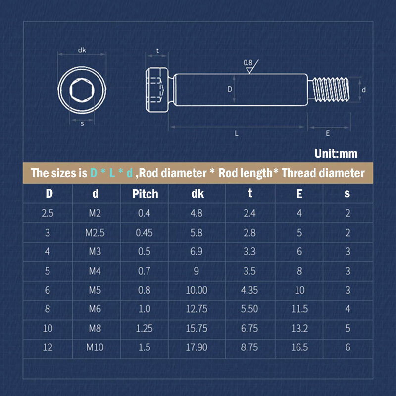 Socket Shoulder Screws 304(A2) Stainless Steel Allen Bolts Metric M4 M5 ...