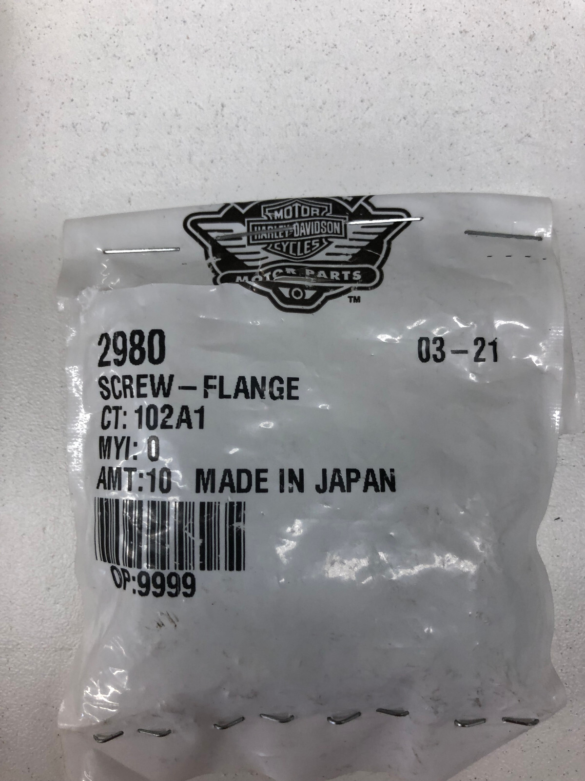NOS OEM Harley Davidson P/N 2980 M6x1.0x16mm Flange Hex Head Clutch ...