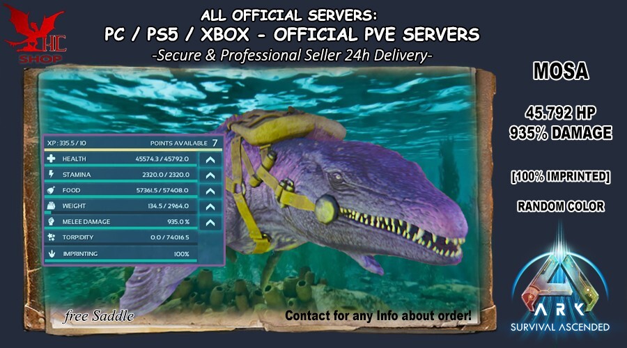 Ark Survival Ascended PC/PS5/XBOX PVE- MOSASAURUS [MOSA] 935 Damage 🔥 ...