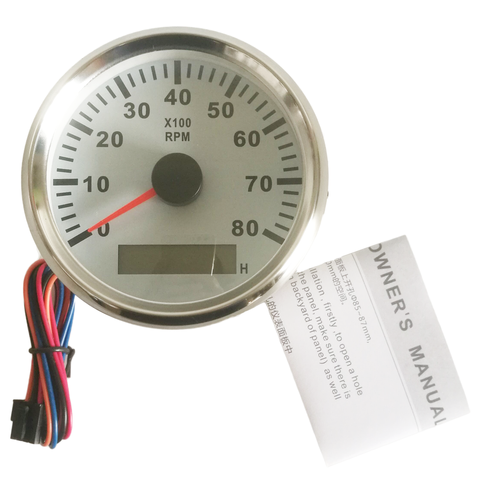 2 Gauge Set GPS Speedometer Volts 0-8000rpm Tachometer White LED for ...