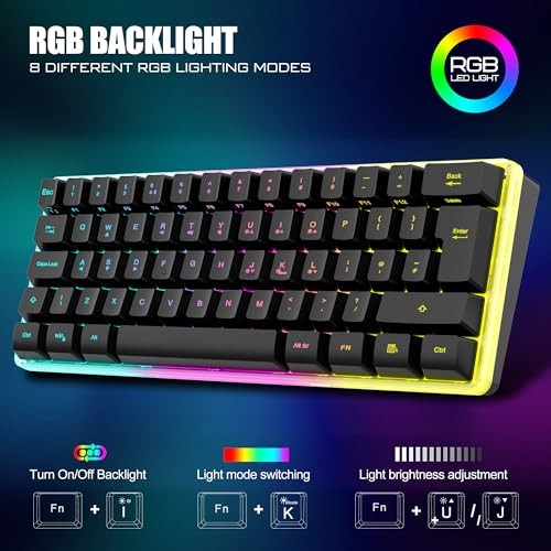 RedThunder K62 Wireless 60% RGB Gaming Keyboard and Mouse Combo, UK ...