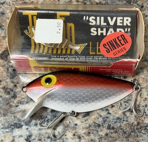 VTG Pre Rapala Storm BIG Thin Fin Silver Shad 3 1/2" Crankbait 5/8oz ...