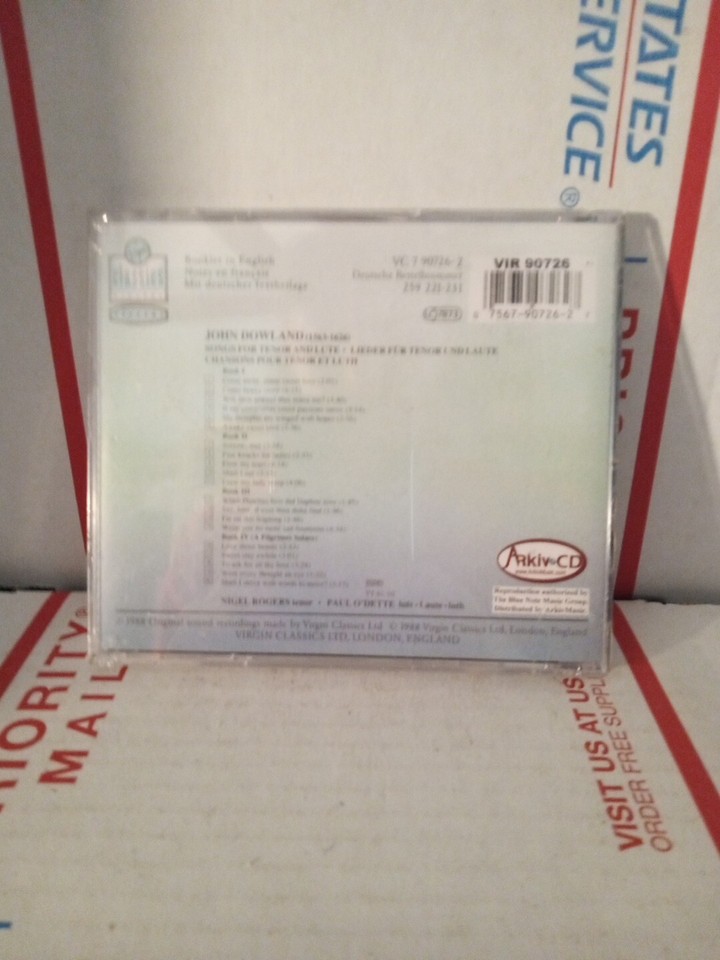 NEW Dowland Songs for Tenor and Lute Paul O'Dette Nigel Rogers CD ...