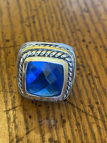 Vtg Blue Faceted Stone .925 Sterling Silver Unisex Ring Size 6 Estate ...