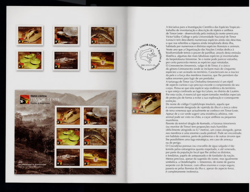 Timor Leste. 2010. East Timor. Reptiles brochure. NEW DISCOVERY. frog ...