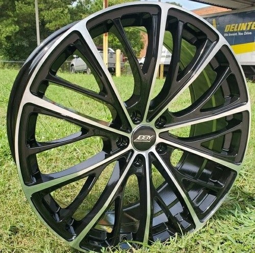 22" Inch Black & Machined BBY 06 Illusion Wheels Rims | 5x114.3 5x4.5 ...