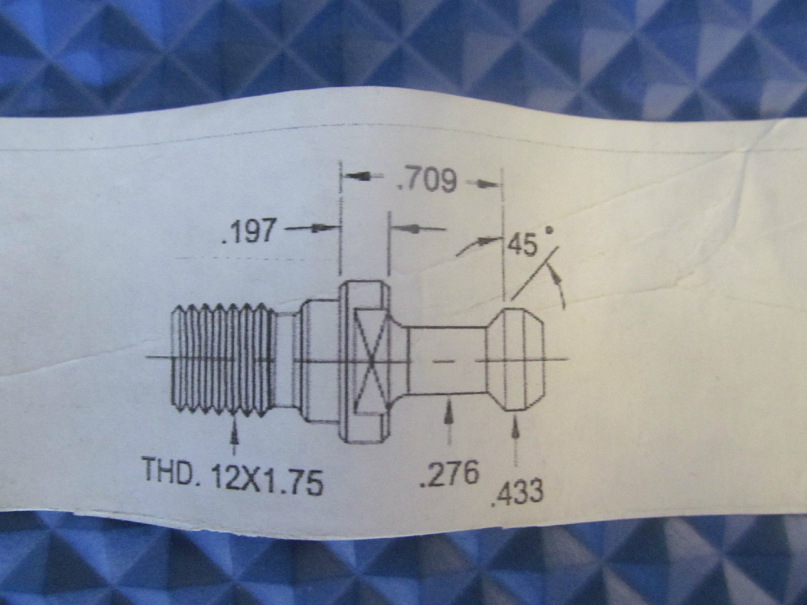 (Lot of 10) BT30 Retention Knobs 45 degrees M12 Thread .709 Gage Length ...