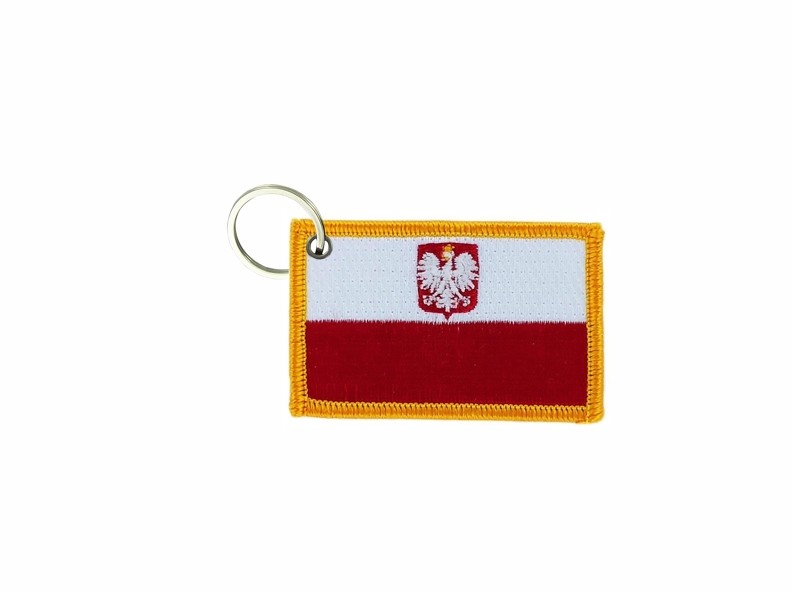 Keychain keyring embroidered patch double sided flag poland polska ...
