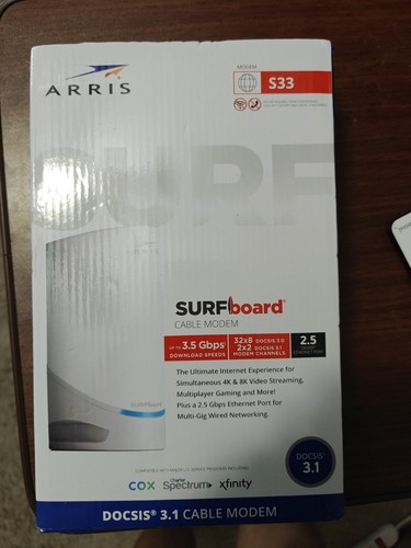 Arris Surfboard S33 Docsis 3.1 Multi-gigabit Cable Modem w/2.5 Gbps ...