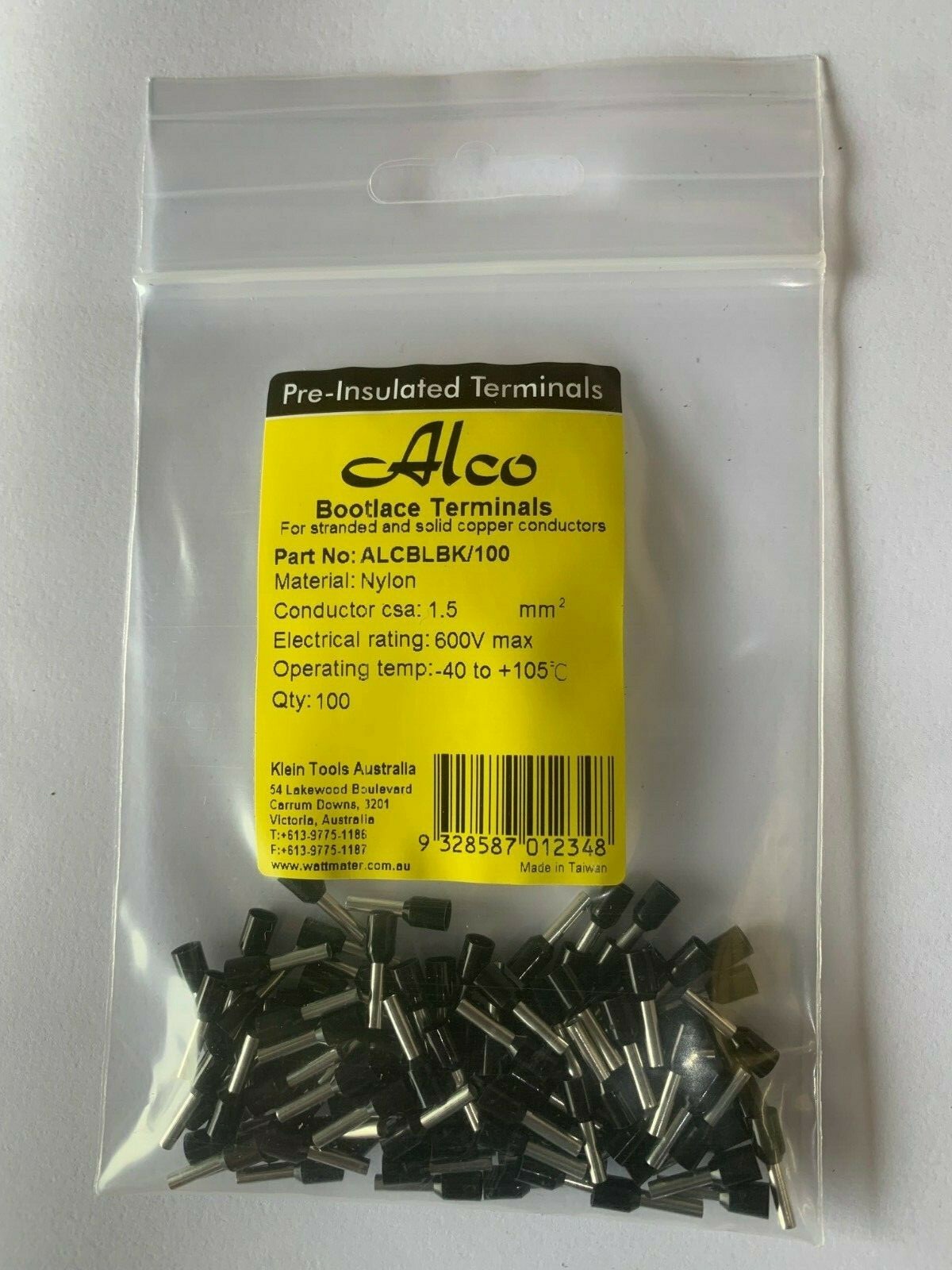 Cable Ferrules 1.5mm2 Pre Insulated Terminal Boot Lace Pin Pin Crimp ...