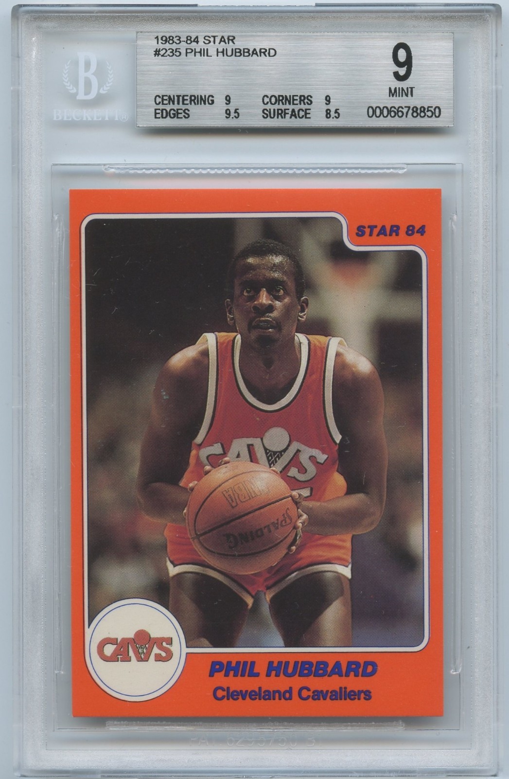 1983-84 Star Co. NBA #235 PHIL HUBBARD ... BGS 9 MINT ... Cleveland ...