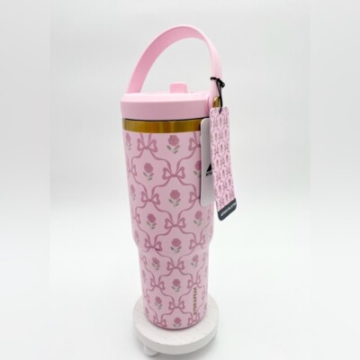HYDRAPEAK Pink Rose Bow 32oz Nomad Stainless Steel Tumbler | eBay
