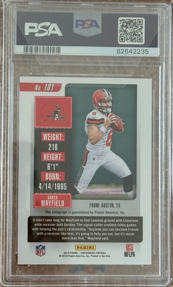 2018 Panini Contenders Rookie Auto Ticket Baker Mayfield RC #101 PSA 10 ...