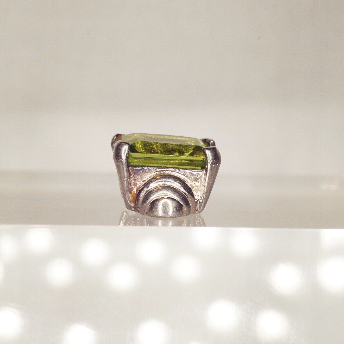 Sterling Silver Modernist Pendant With Green Glass Rectangle Stone | eBay