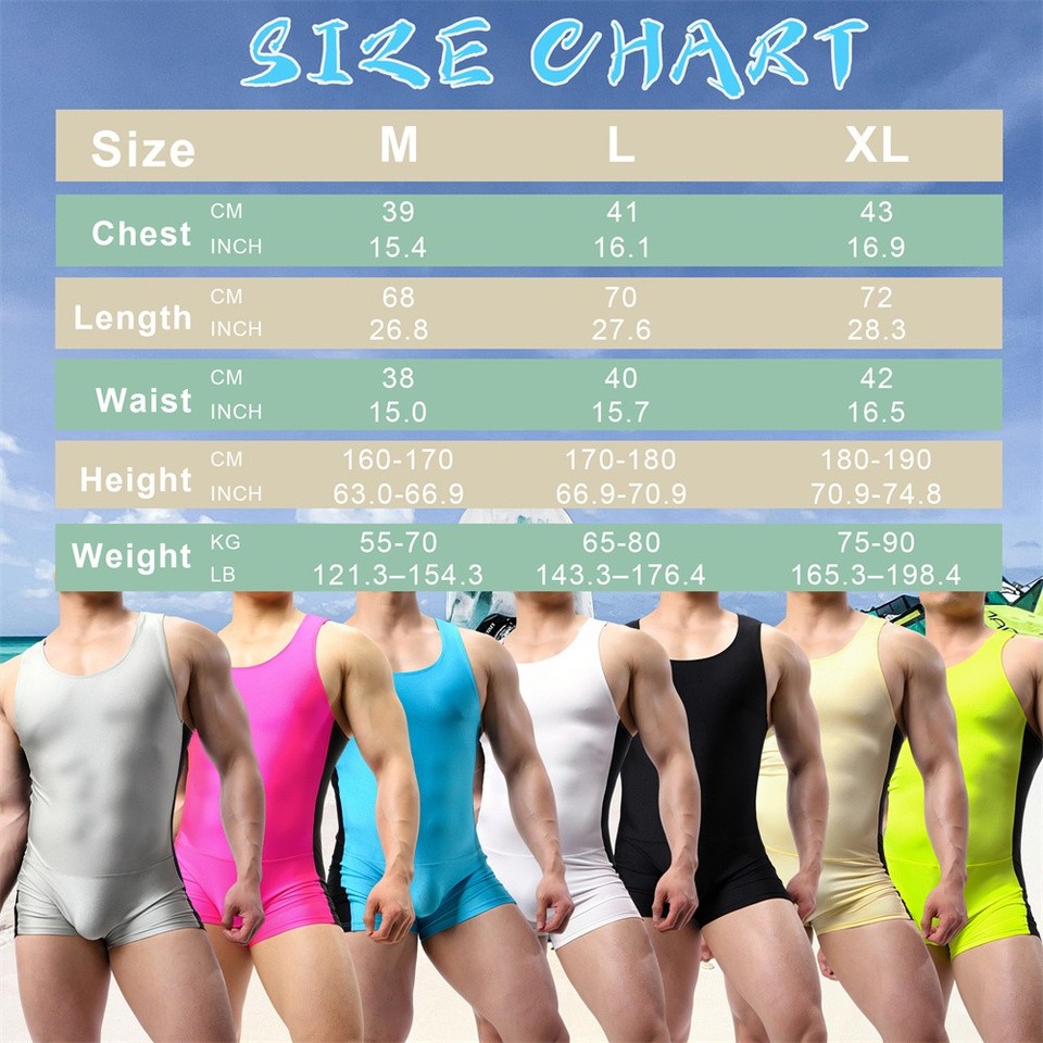 Men's Sleeveless Jumpsuit Color Block Rompers Wrestling Singlet Fitness ...
