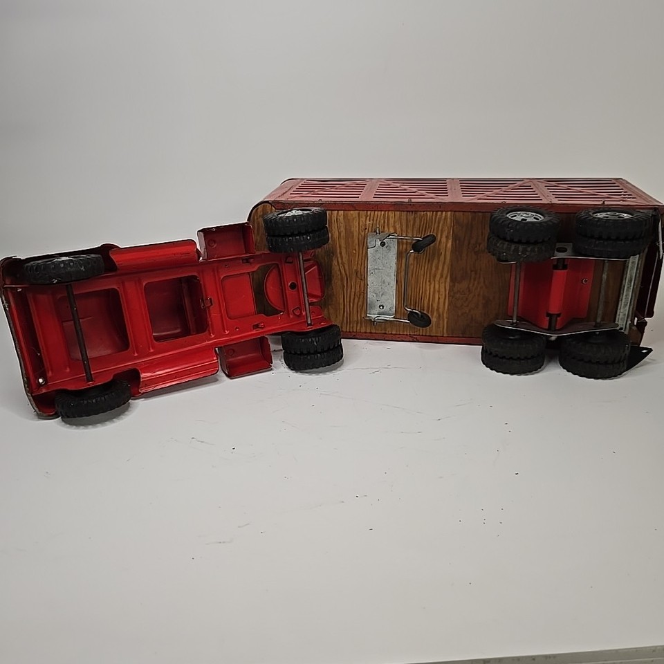Red Vintage Tonka Livestock Hauler 1950's Truck And Trailer | eBay