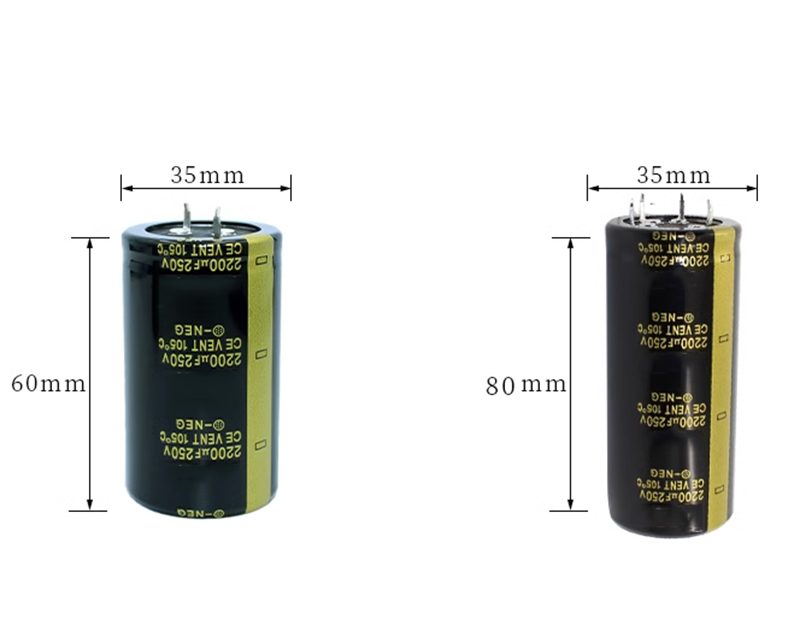 Electrolytic Can Capacitors 250v 2200uf Black gold Horn 35x60/35x80mm 2 ...
