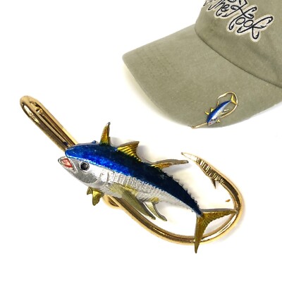 Yellowfin Tuna Hookit© - Tuna Fishing Hat PIn - Fishing Hat Clip - Brim ...