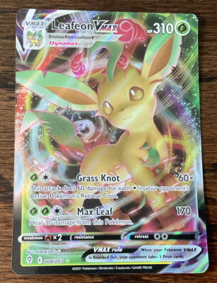 Leafeon Vmax 008/203 Evolving Skies NM Full Art Ultra Rare Pokemon Card ...