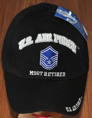 Black US Air Force MSGT Master Sergeant Retired Veteran Hat Baseball ...