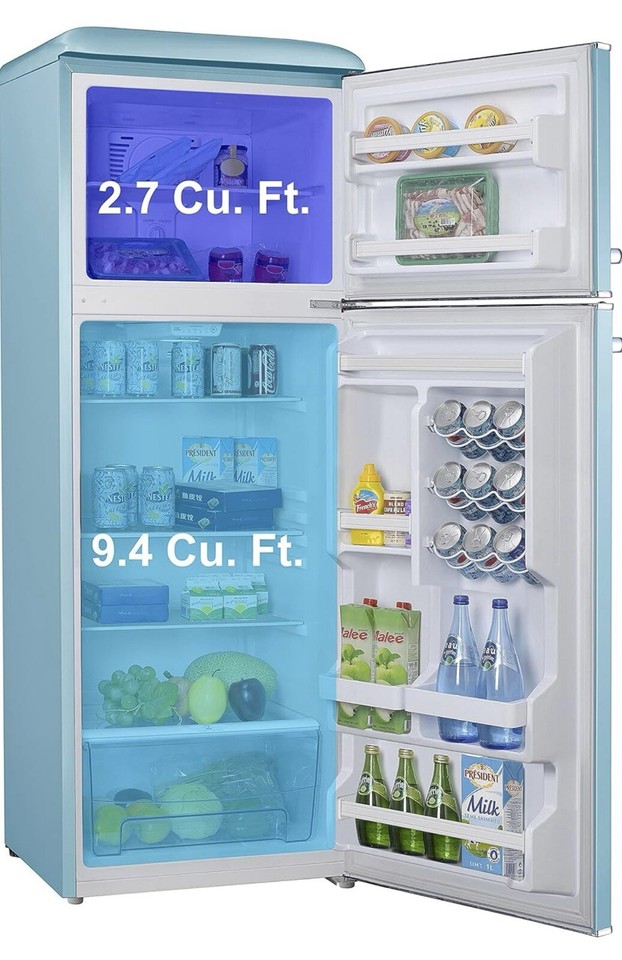 Galanz 12 cu. ft. Retro Frost Free Top Freezer Refrigerator in Bebop ...