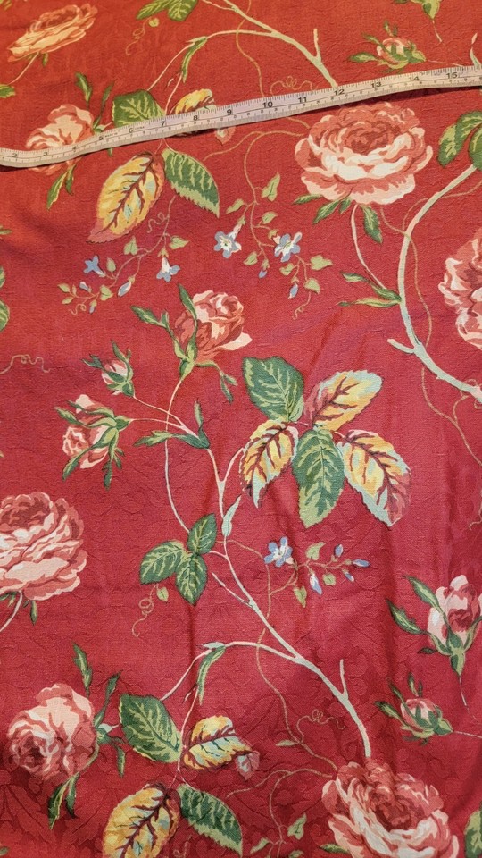 Fabric Jay Yang Design 7+ yards 56" W Red DAMASK Roses Floral | eBay