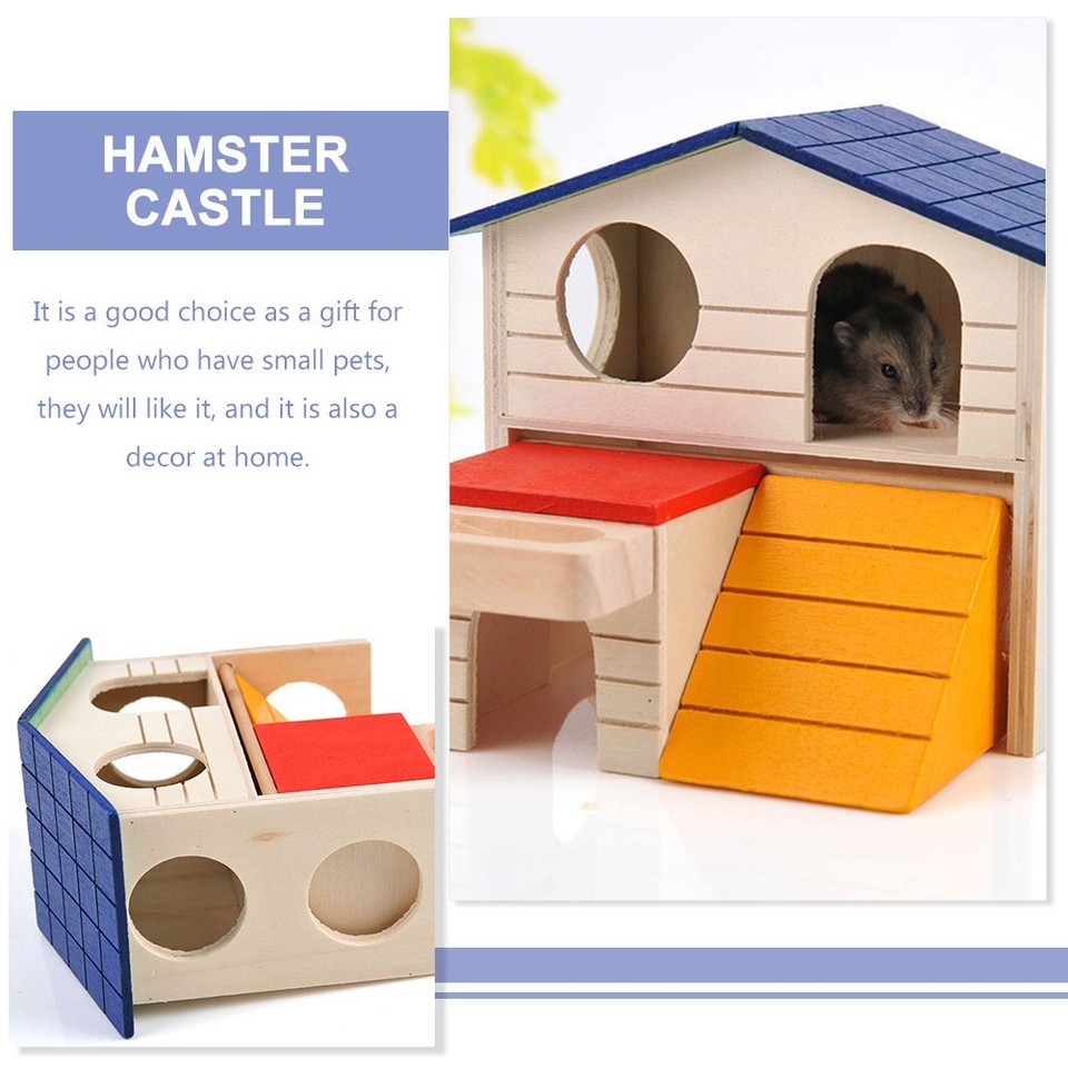 Small Pet Hut Hamster Castle Hamsters House Wooden Mini Castle Rat Cage ...