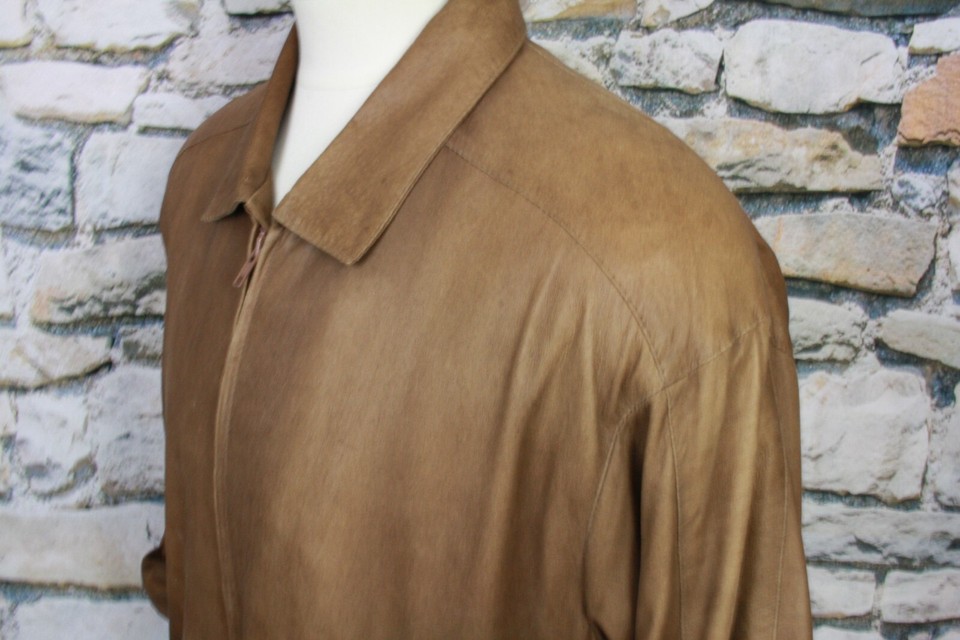 REMY Men's Leather Lambskin Jacket Bomber Zip Front Cognac Side Back ...