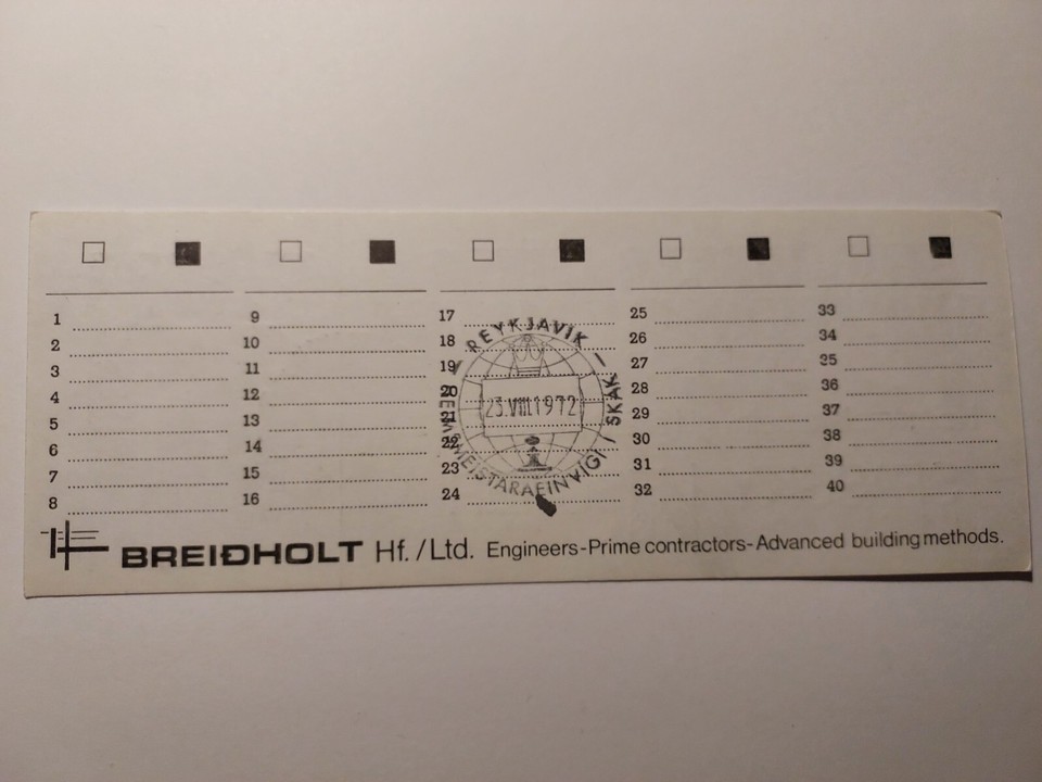 World chess championship 1972 - Fischer vs. Spassky Ticket NO 10 ...