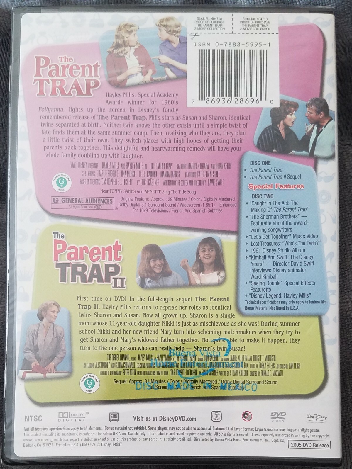 The Parent Trap (1961) and The Parent Trap II (1986): 2-Movie ...