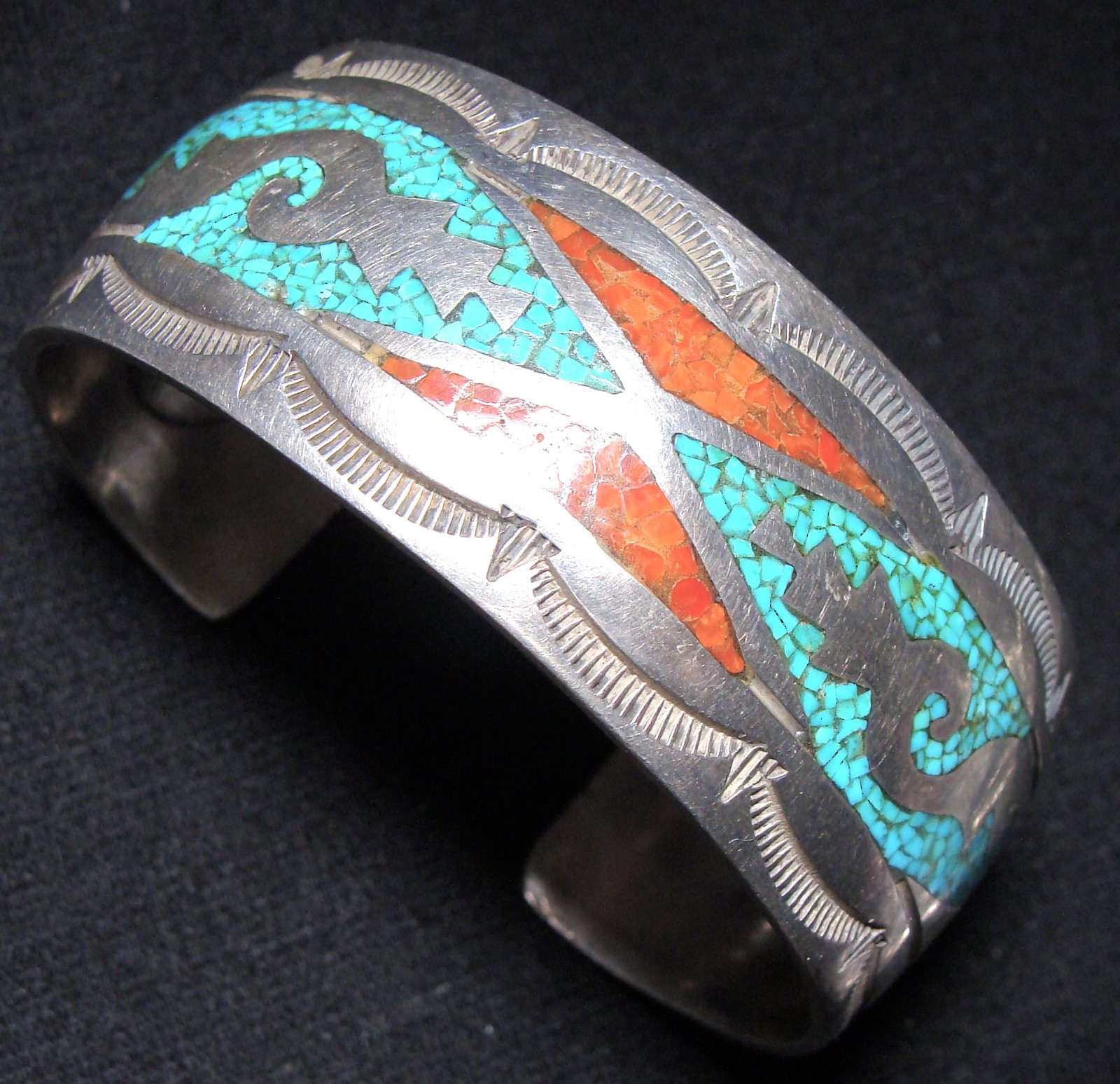Navajo Tommy Singer Sterling Silver Cuff Bracelet TUR… - Gem