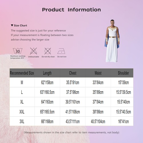 Men's Greek Arabian Prince Cosplay Costume Halloween Caesar Toga Fancy ...