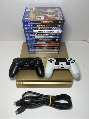 Sony PS4 4 Slim Limited Edition 1TB Gold Console w/ 13 Games & 2 ...