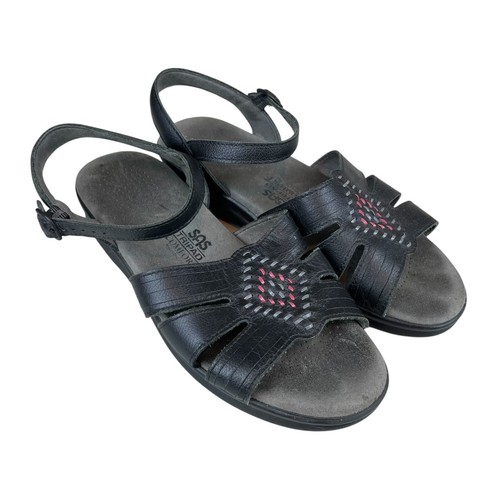 SAS Tripad Aztec Sandals Women 7M Black Embroidered Sling Back Comfort ...