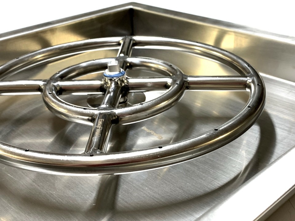 316 Stainless 12” Fire Ring Pre Plumbed Gas Fire Pit/ Table Kit W ...