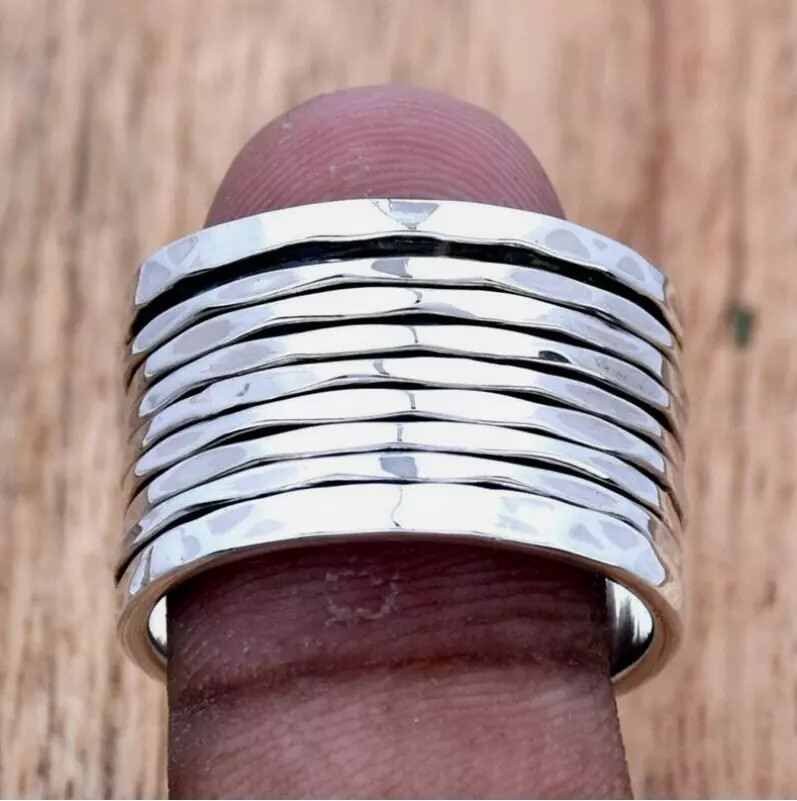 Solid 925 Sterling Silver Women Ring Handmade Spinner Thumb Ring All Size SI05 | eBay