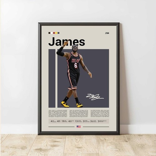 LeBron James Poster, Miami Heat Print, NBA Basketball Poster No Frame ...